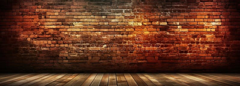 Background of High-contrast Chiaroscuro Lighting of a Brick Wall in a ...