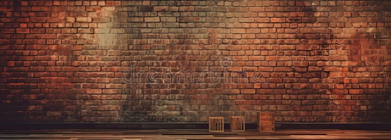 Background of High-contrast Chiaroscuro Lighting of a Brick Wall in a ...
