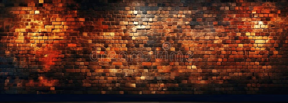 Background of High-contrast Chiaroscuro Lighting of a Brick Wall in a ...