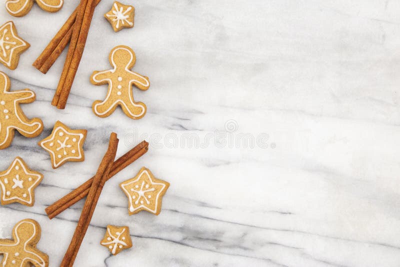 Background of Holiday Gingerbread Cookies on a Marble Counter Stock ...