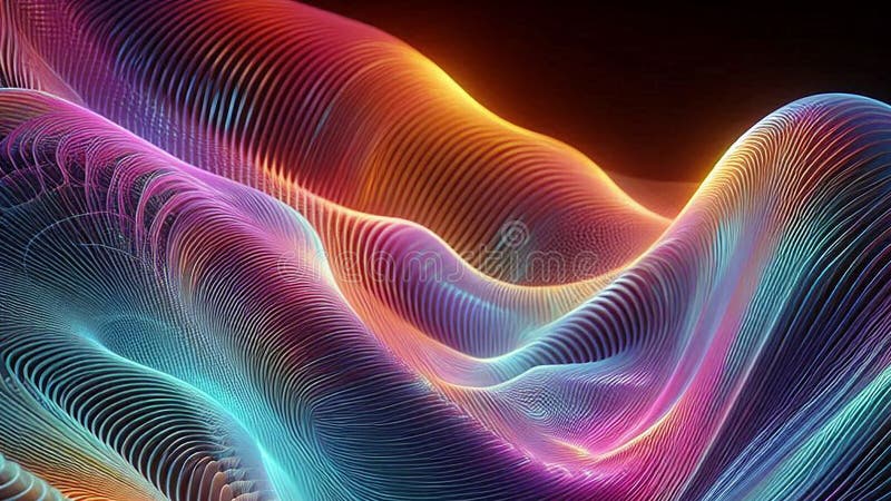 Abstract Background Holographic Iridescent Neon Curved Wave with Gradient Vivid Colors Stock ...