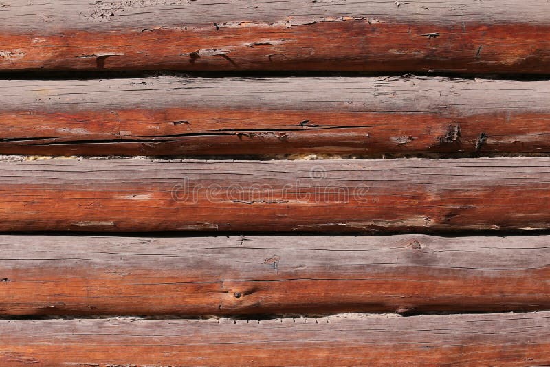 Background of Horizontal Hewed Smooth Painted Wooden Logs Close Up ...