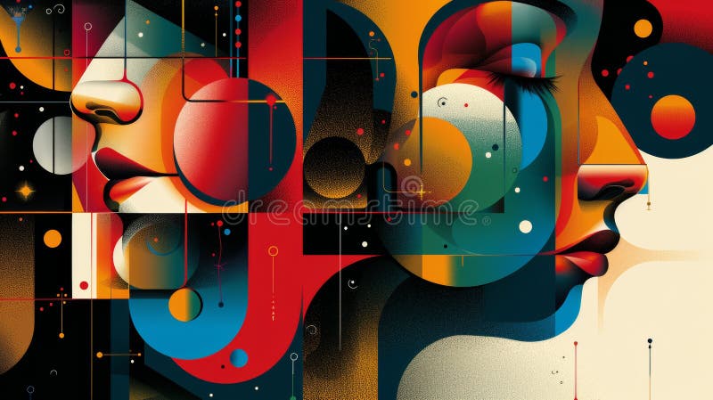 Background of Human Woman Face of Abstract Illustration Multi-color ...