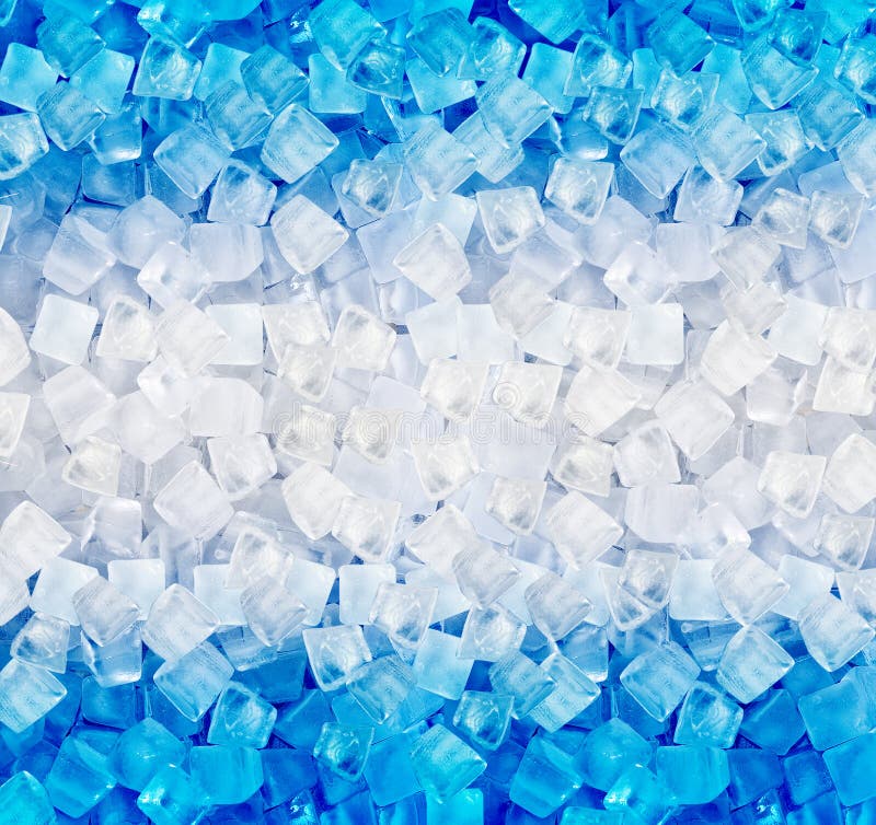 Ice Cubes and Water Drops Scattered on Blue Background Stock Photo ...