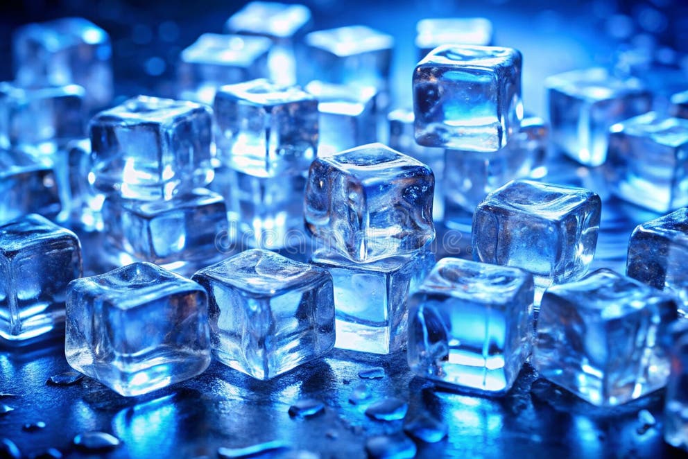 Background with Ice Cubes in Blue Light Stock Illustration ...