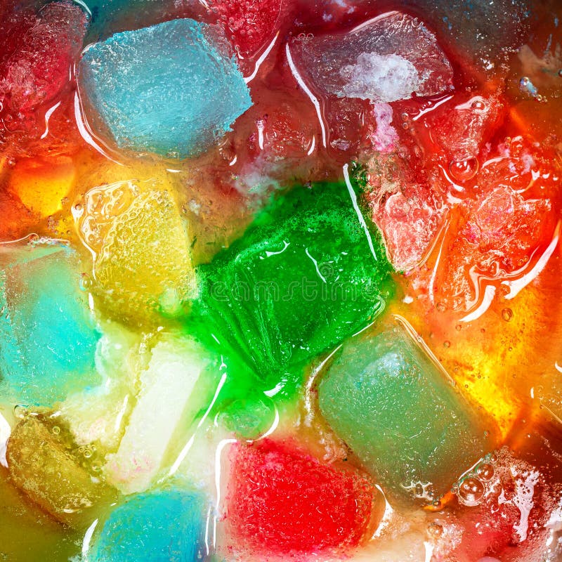 Ice Cubes in Different Colors Melting, Top View Stock Photo - Image of ...