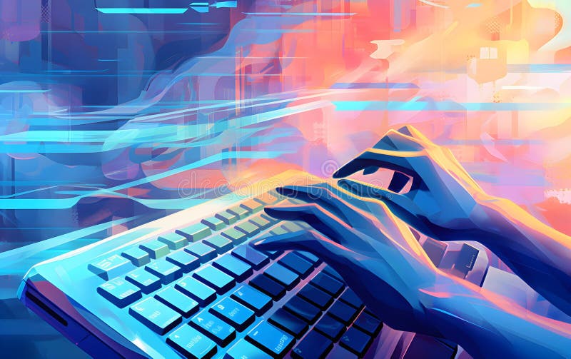 Hand Typing on a Keyboard with World Map in the Background Stock ...