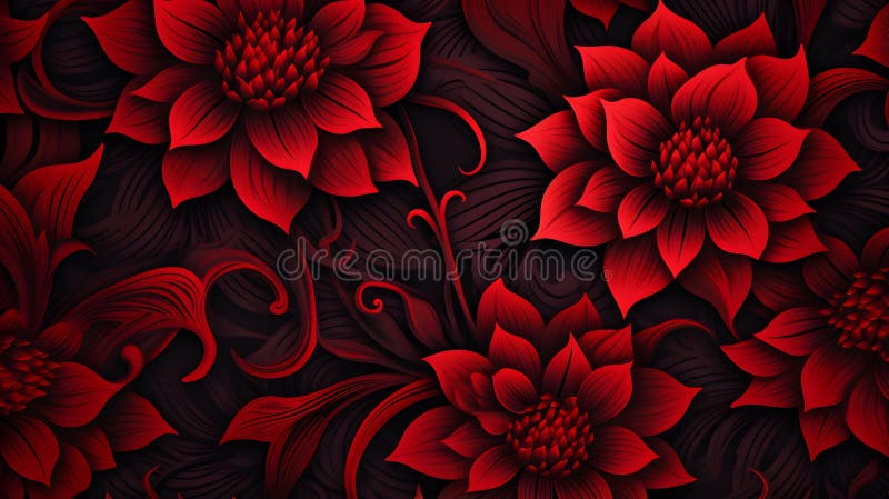 Background of Illustrated Dark Red Flowers. Creative Wallpaper Stock ...
