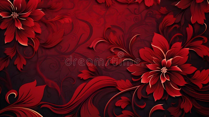 Background of Illustrated Dark Red Flowers. Creative Wallpaper Stock ...