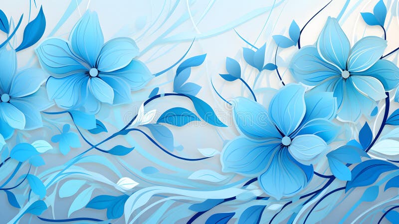 Background of Illustrated Light Blue Flowers. Creative Wallpaper Stock ...