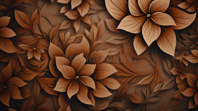 Background of Illustrated Light Brown Flowers. Creative Wallpaper Stock ...