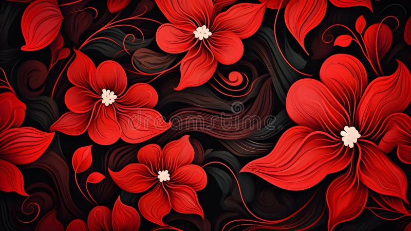 Background of Illustrated Red Flowers. Creative Wallpaper Stock ...