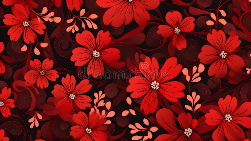 Background of Illustrated Red Flowers. Creative Wallpaper Stock ...