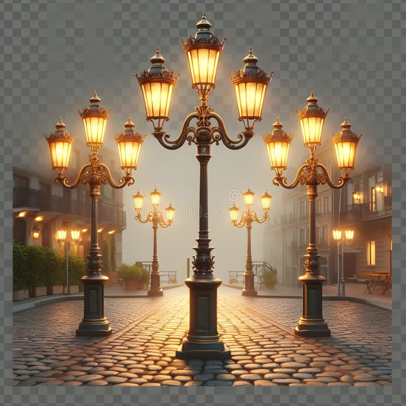 Background Illustration Art Street Lights Ai Generator Stock ...