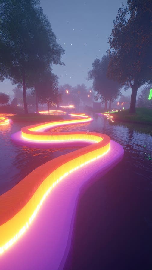 Background Illustration Featuring Abstract Purple Night Road Stock ...