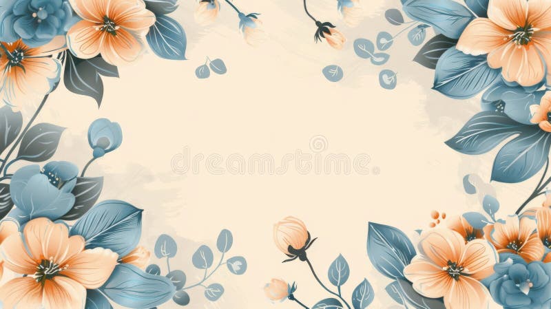 Elegant Floral Background with Blue and Orange Flowers Stock ...