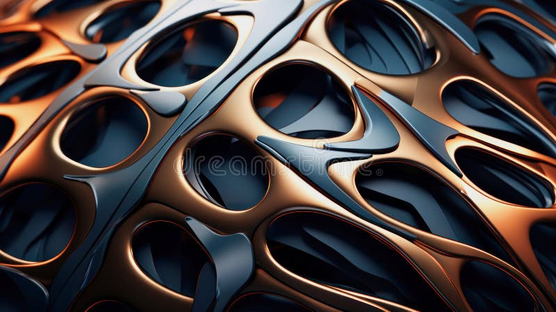 Background Illustration, Metallic 3d Abstract Pattern in Gold and Blue ...