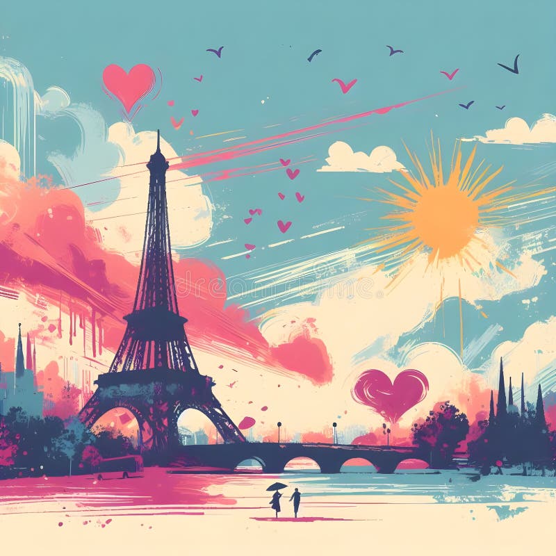 Background Illustration Vector Painting Abstract Eiffel Tower Paris ...