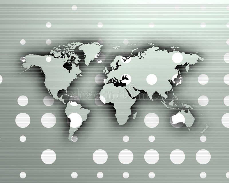 SILVER TECH MAP of the WORLD SILHOUETTE with MODERN CIRCLES Stock ...