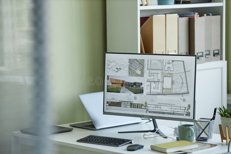 Background Image of Architects Workplace Stock Image - Image of desk ...