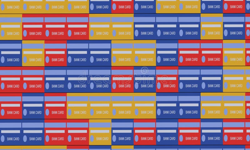 Background Image of Bank Plastic Cards in Cartoon Style Stock ...