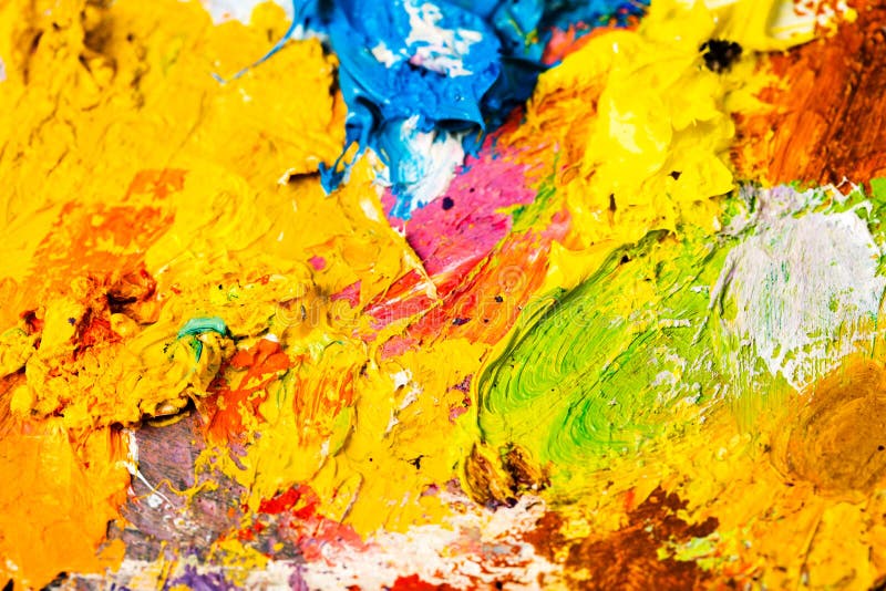 Background Image of Bright Oil-paint Palette Closeup Stock Image ...