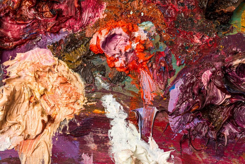 Background Image of Bright Oil-paint Palette Closeup Stock Image ...