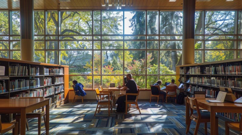 Background Image of Children Reading a Book at Spacious Public Library ...