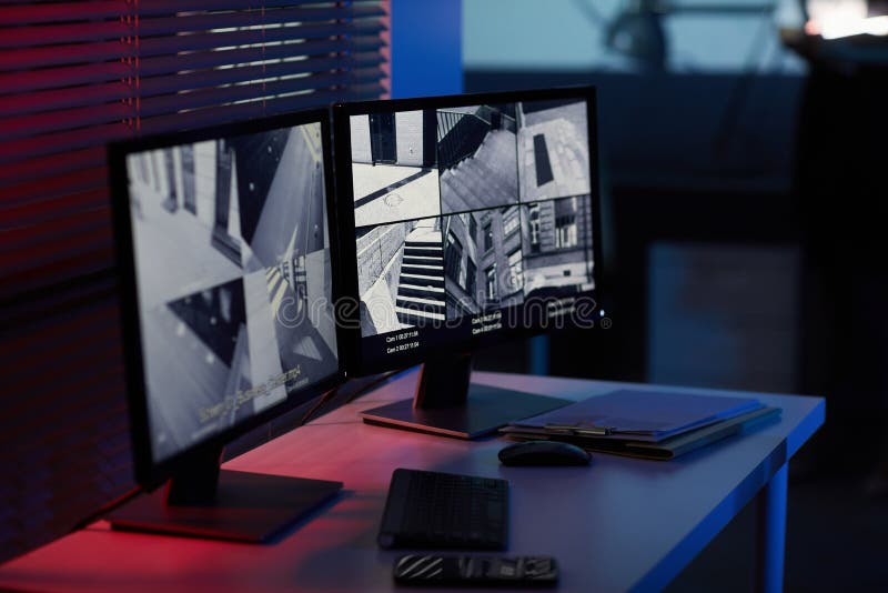 Background Image Computer Screens with Surveillance Camera Footage ...