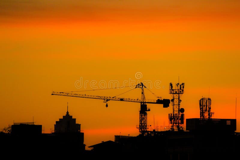 Background Image of Construction Site during Sunset Stock Photo - Image ...