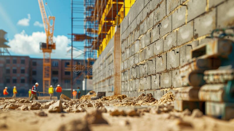 Background Image of Construction Workers Working at a Building Site ...