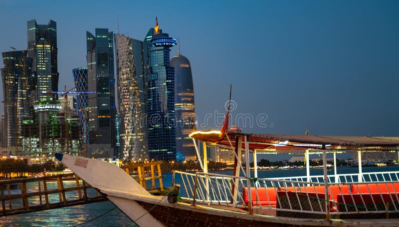 Background Image of Doha City Editorial Photo - Image of skyline ...
