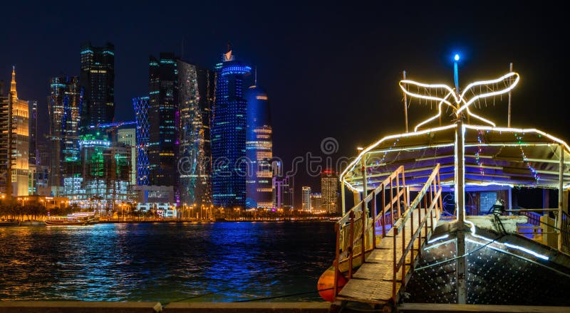 Background Image of Doha City Editorial Stock Image - Image of city ...