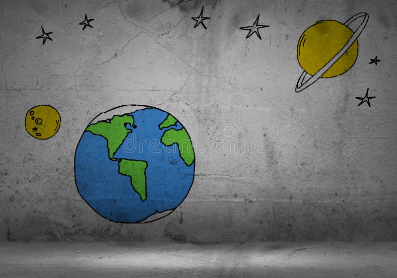 Background Image with Drawn Earth Planet Stock Illustration ...