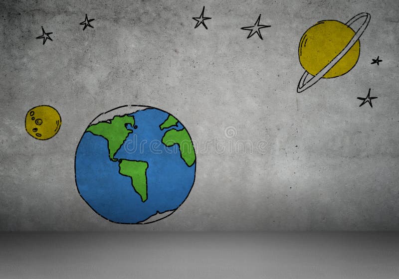 Background Image with Drawn Earth Planet Stock Illustration ...