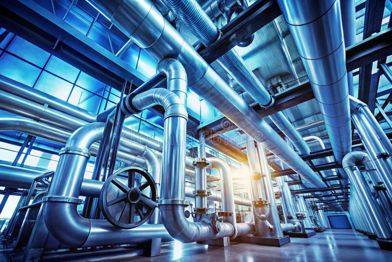 Blue Piping Background. a Background of a Pipeline Architecture in a ...