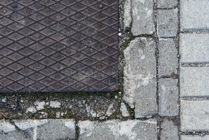 Background Image of a Floor with a Metal Top and Concrete Tiles. Vector ...