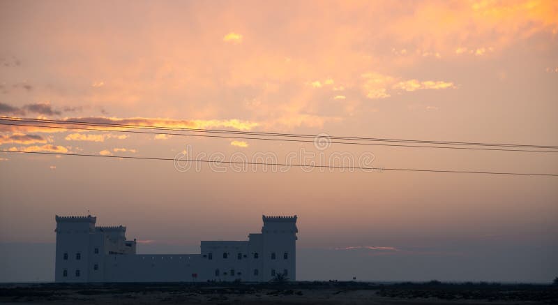 Background Image of a Fort in Qatar during Sunset Stock Image - Image ...