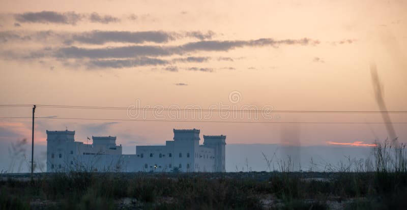 Background Image of a Fort in Qatar during Sunset Stock Image - Image ...