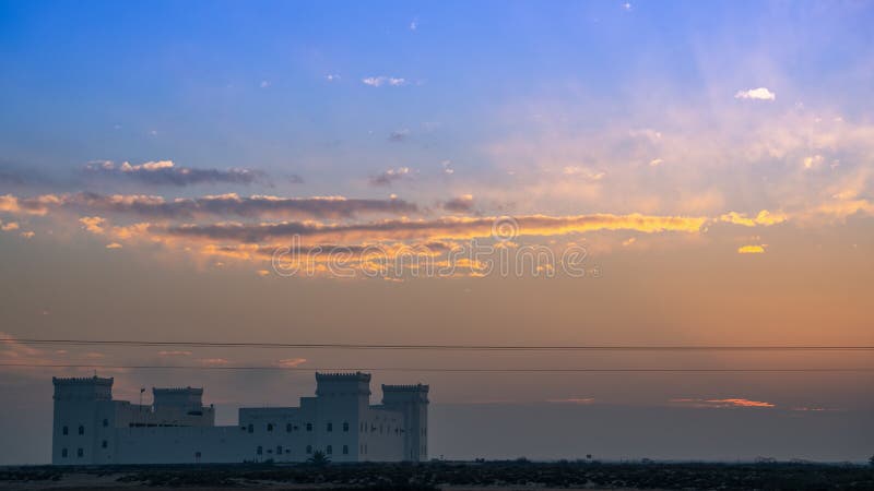 Background Image of a Fort in Qatar during Sunset Stock Image - Image ...