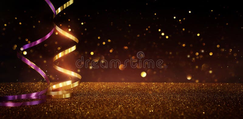 Background Image of Glowing Light and Party or Celebration Ribbons ...