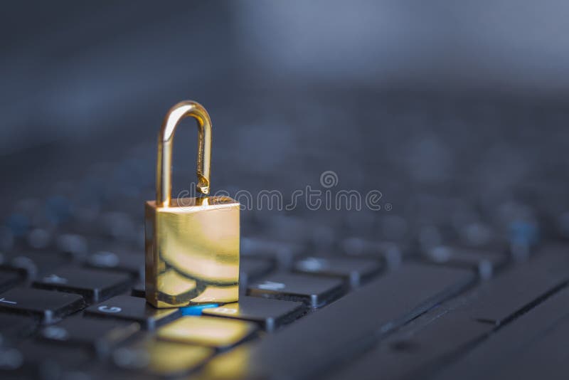 Background Image of Golden Metal Lock on Keyboard, Computer Security ...