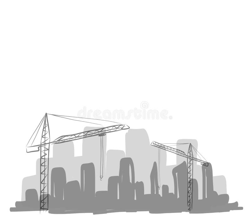 Background Image with Hand Drawing of Modern City Stock Illustration ...