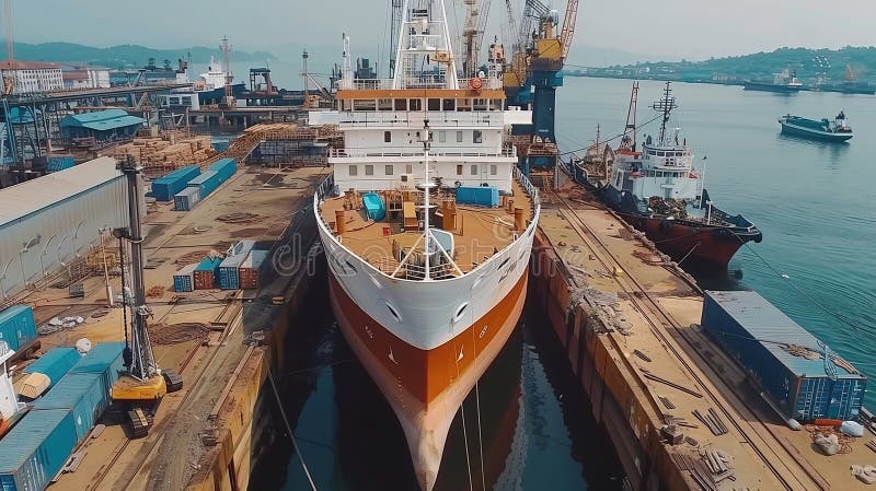 Background Image of Industrial Ship Put in Dry Dock Stock Image - Image ...