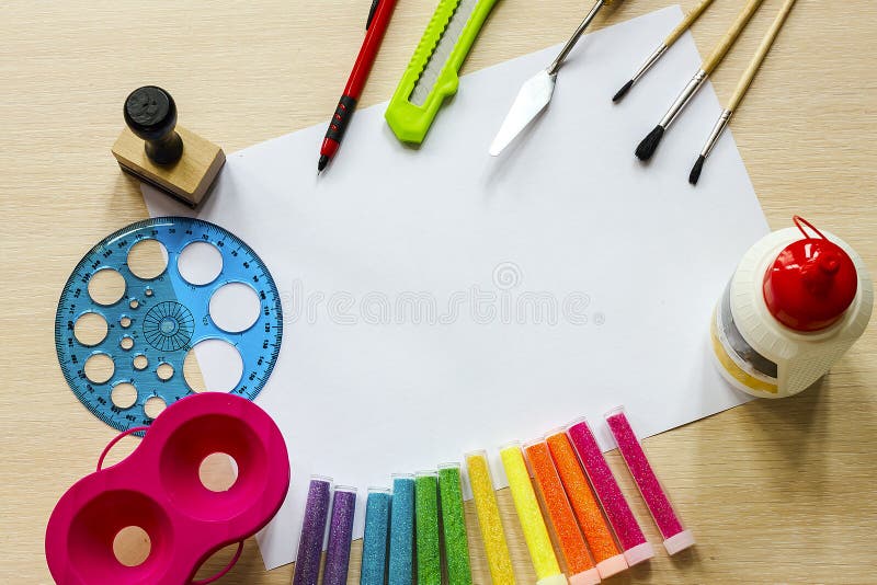 The Background Image Ink and Other Drawing Tools Stock Image - Image of ...