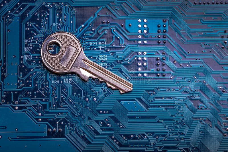 Background Image of Key on a Microchip Stock Photo - Image of code ...