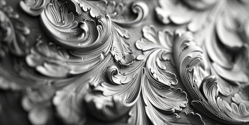 Detailed Gray Floral Background with Engraved Pattern, Elegant ...