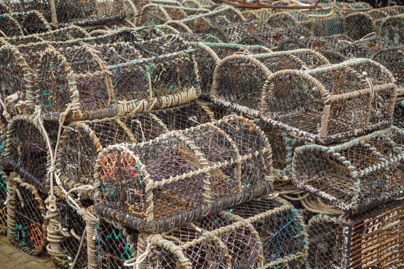 Lots of lobster cages stock image. Image of scene, backdrop - 117914147
