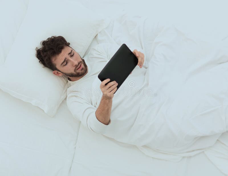 Background Image . Man Reading on Digital Tablet Stock Photo - Image of ...