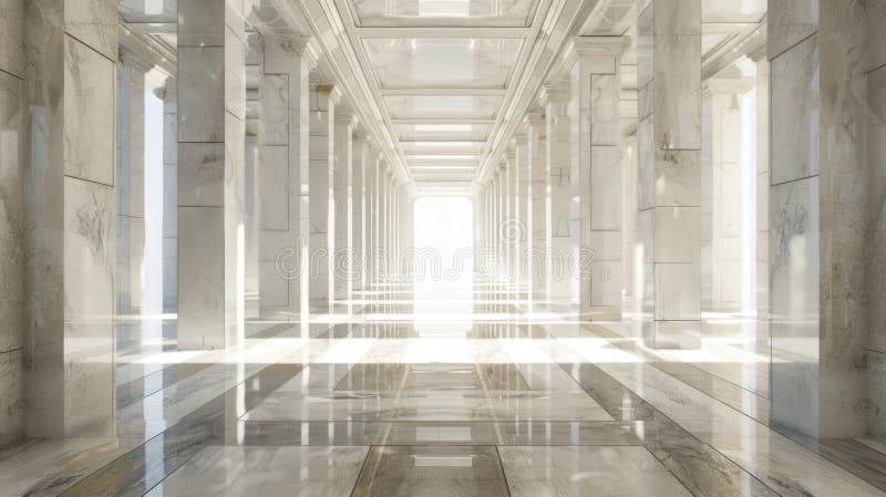 Background Image of Marble Hallway with Pillars and Reflective Floor ...